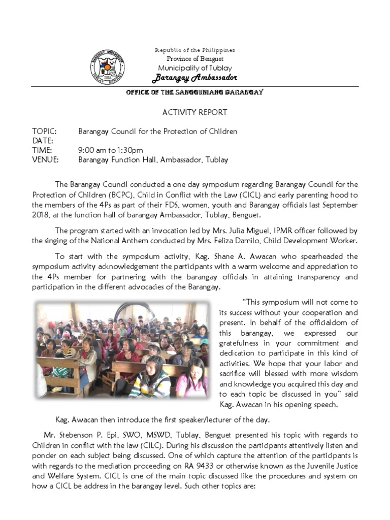 Barangay Ambassador: Republic of The Philippines Province of Benguet ...