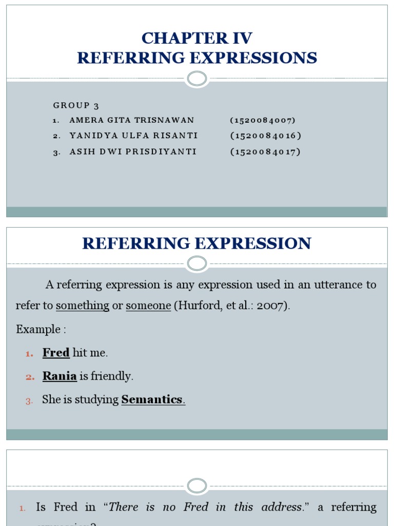 LINGUISTICS - Referring Expression | PDF | Noun | Linguistic Morphology