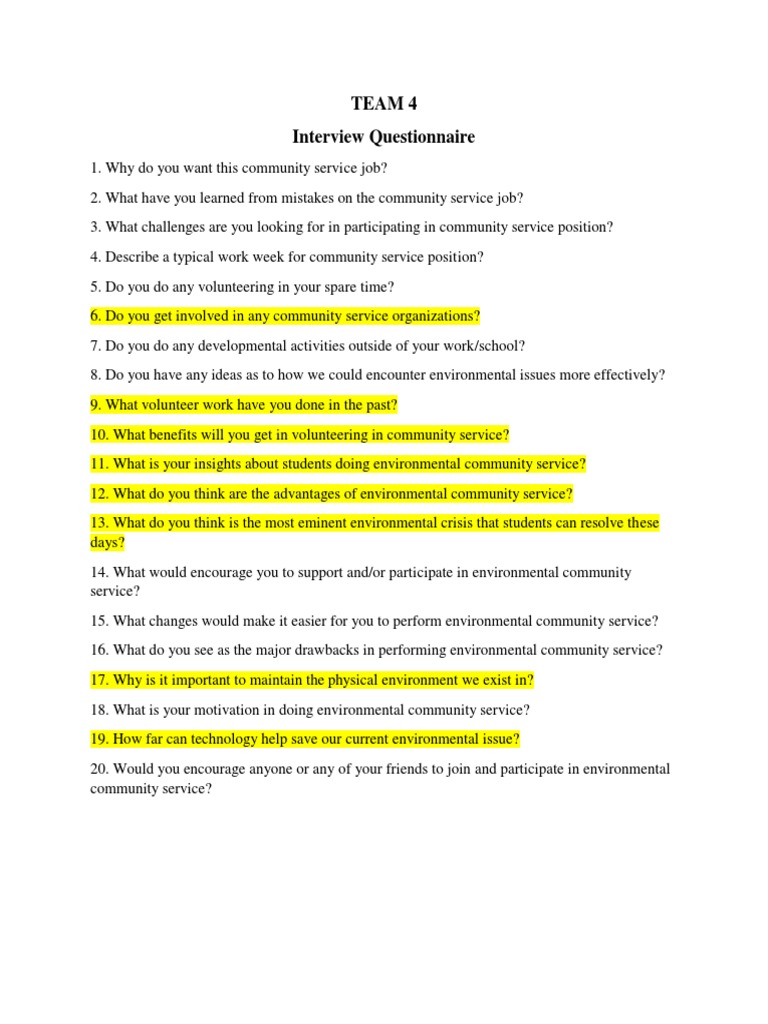 RESEARCH Interview Questionnaire | PDF