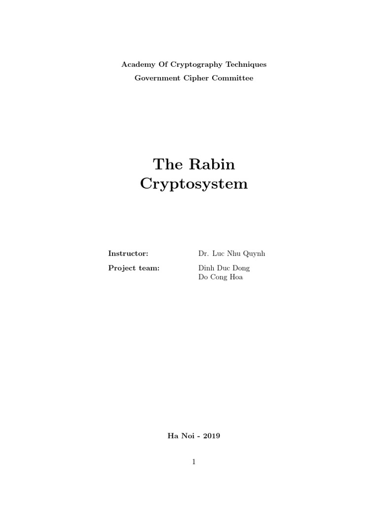 Rabin Cryptosystem | PDF | Cryptography | Key (Cryptography)