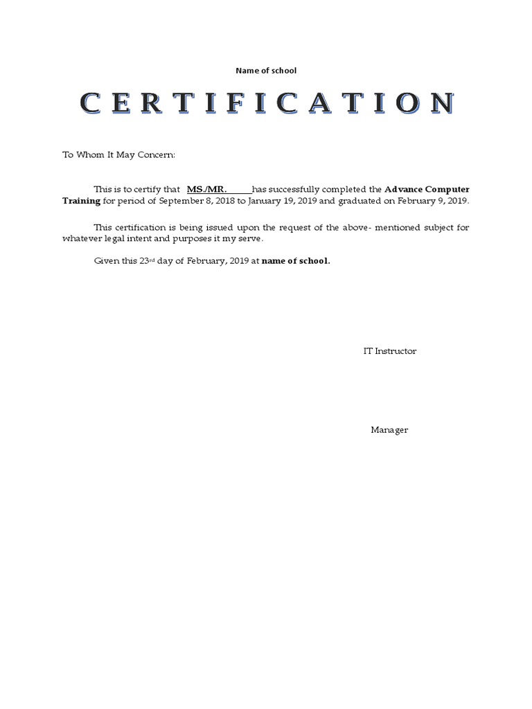 Certification Format | PDF
