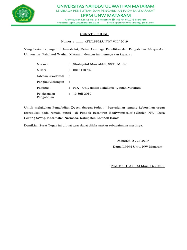 IFA Surat Tugas Pengabmas | PDF