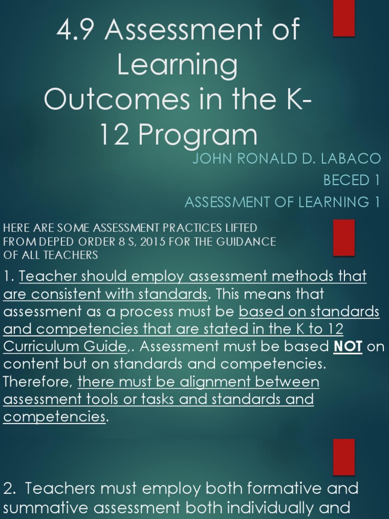 K-12 Learning Outcome Assessment Guide | PDF
