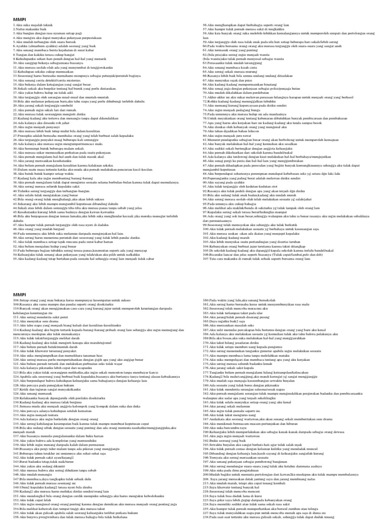 Soal Mmpi | PDF | Pengembangan Diri