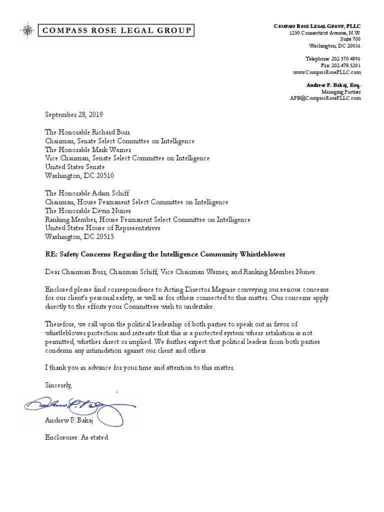 2019 0928 Correspondence To HPSCI and SSCI With Enclosure | PDF ...