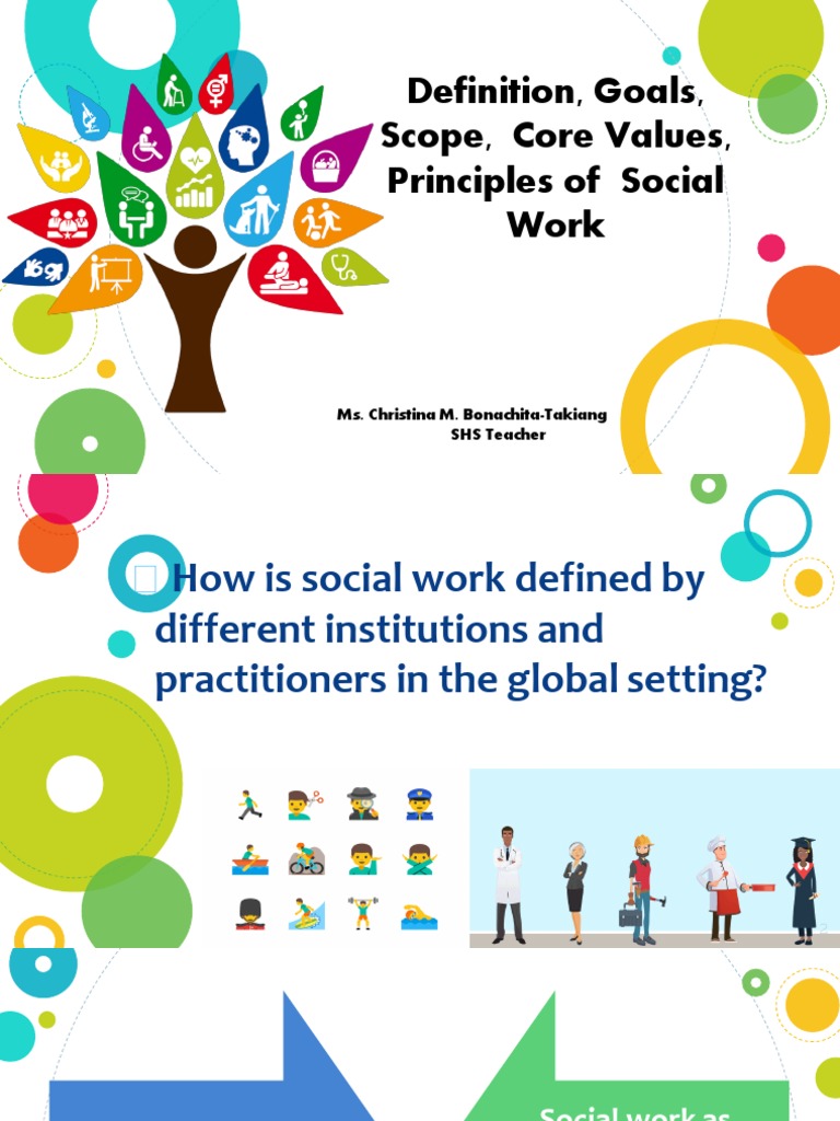 Definition, Goals, Scope, Core Values, Principles of Social Work | PDF ...