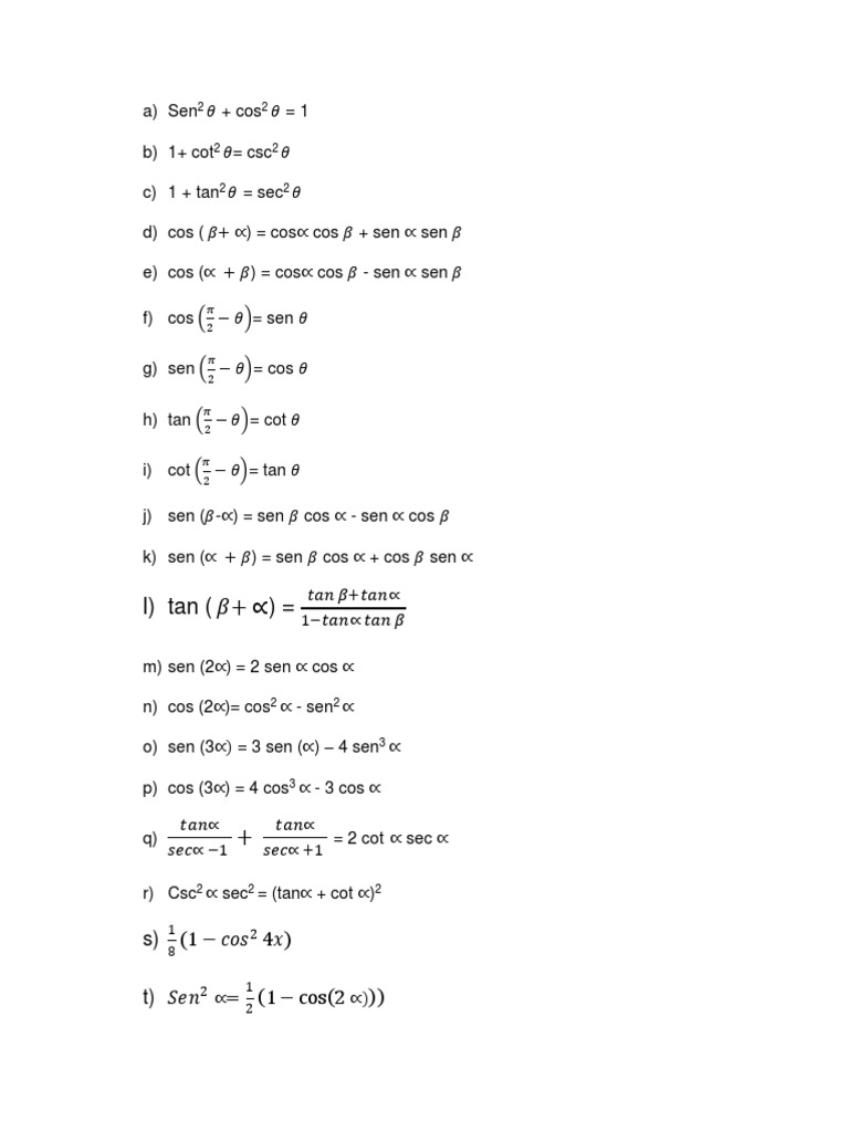 Trigonometric Identities: A Compilation of Fundamental Trigonometric ...