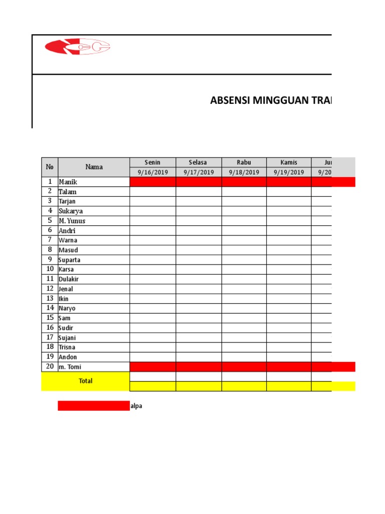 Contoh Absensi Tukang | PDF