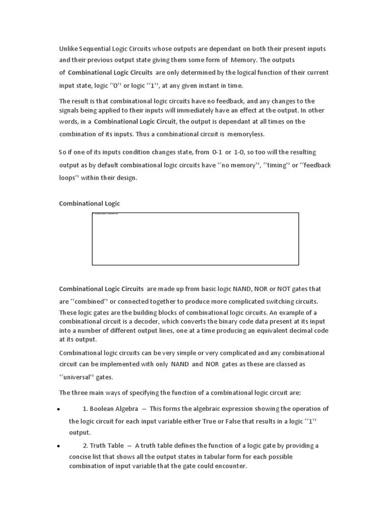 Combinational Logic Circuit Download Free Pdf Logic Gate Switch