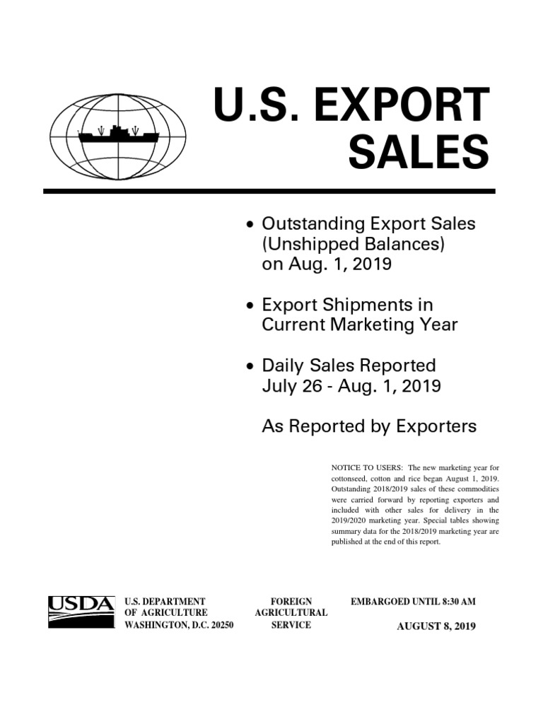 Usda Export Sales | PDF | Rye | Wheat