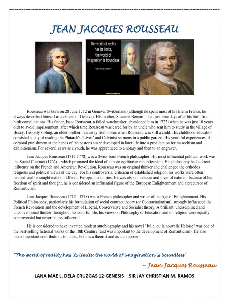 Jean Jacques Rousseau: Lana Mae L. Dela Cruz Gas 12-Genesis Sir Jay ...