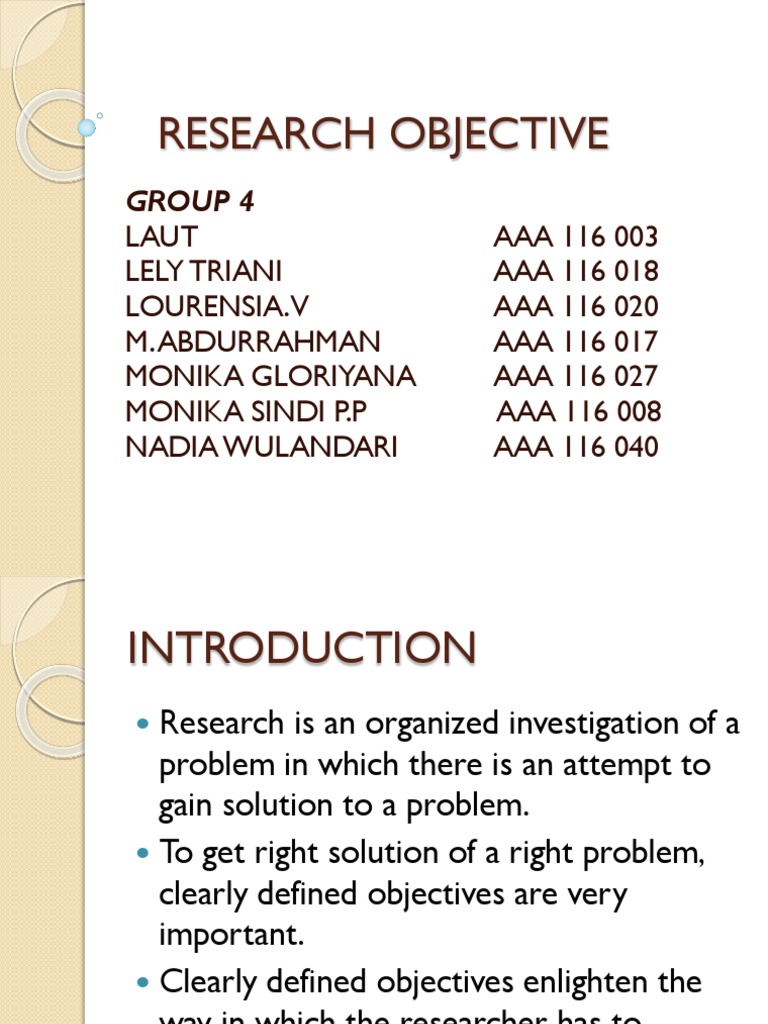 Research Objective | PDF | Goal | Evaluation Methods