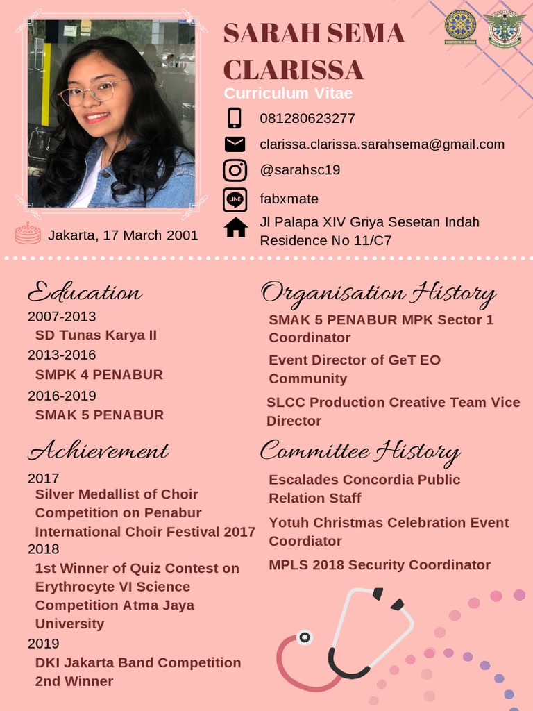 03 Sarah Sema Clarissa 1902511134 CV | PDF