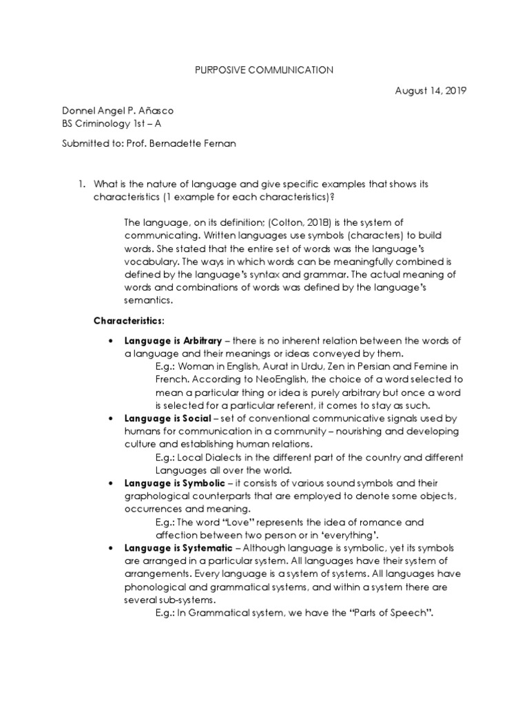 Purposive Communication Ass1 | PDF | Second Language | Word