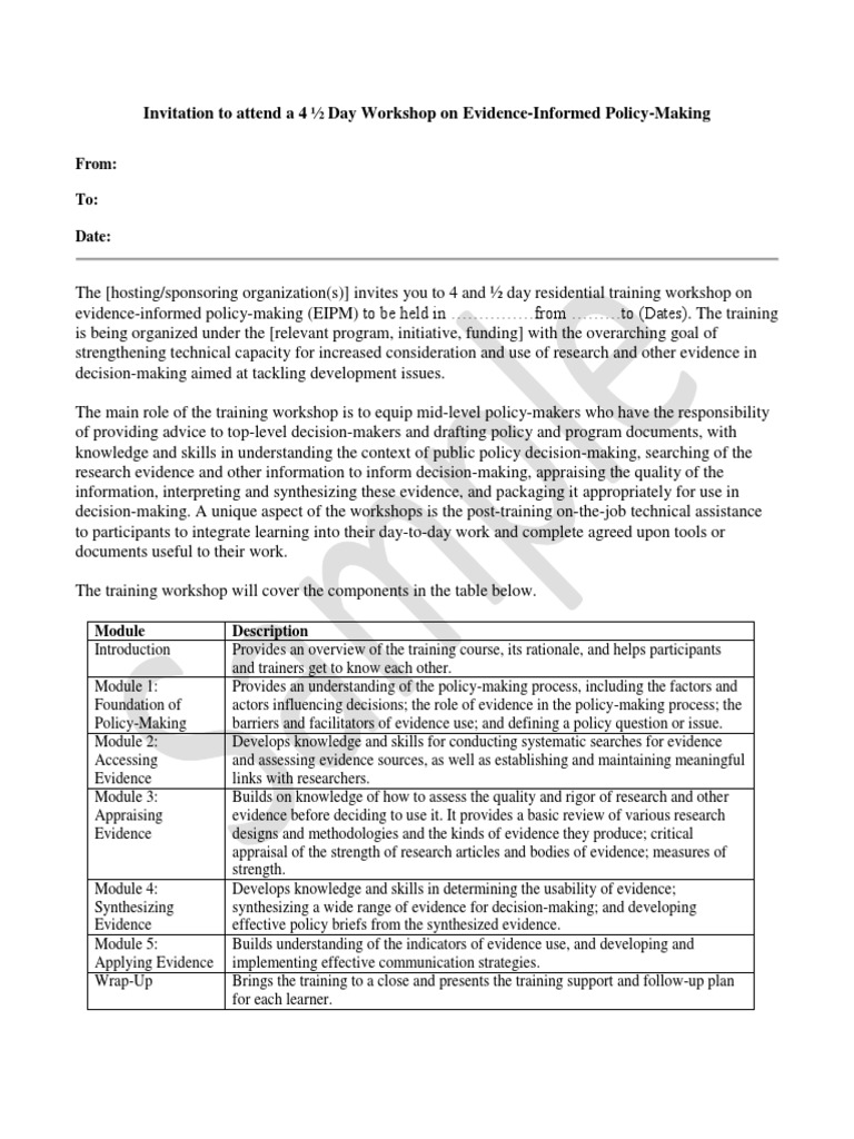 Sample Training Invitation Letter | PDF | Decision Making | Policy