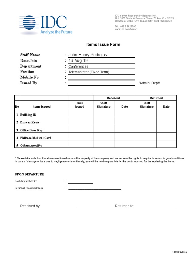Issuance Form | PDF | Computing | Computing And Information Technology