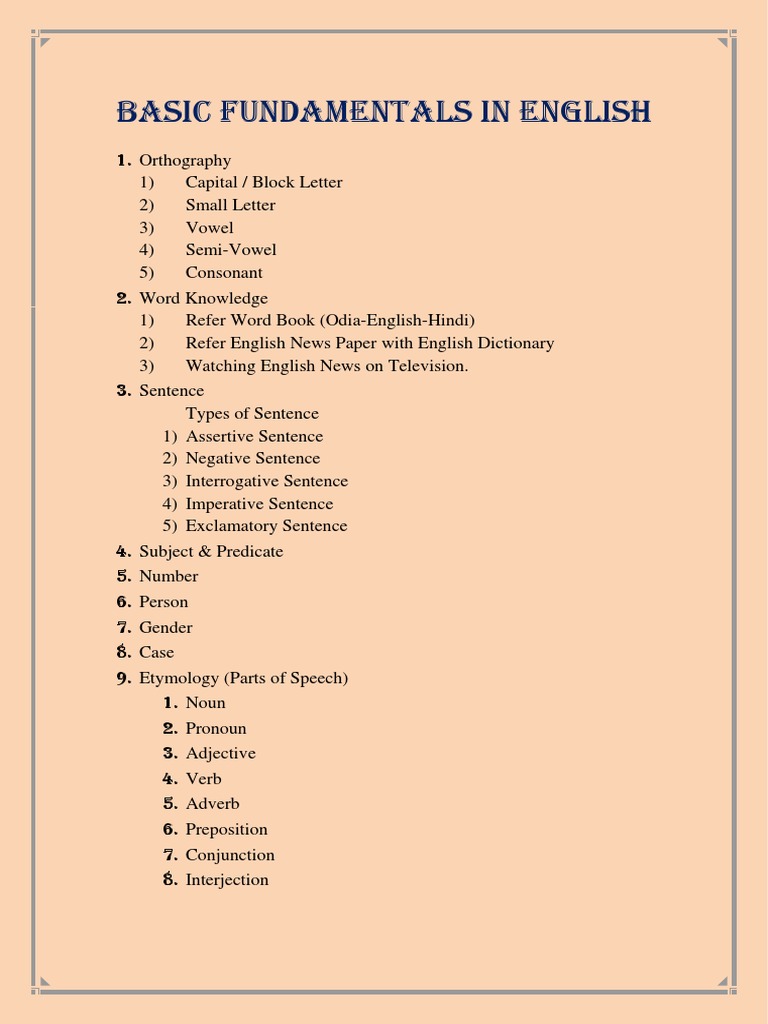 Basic English Fundamentals Overview | PDF | Foreign Language Studies