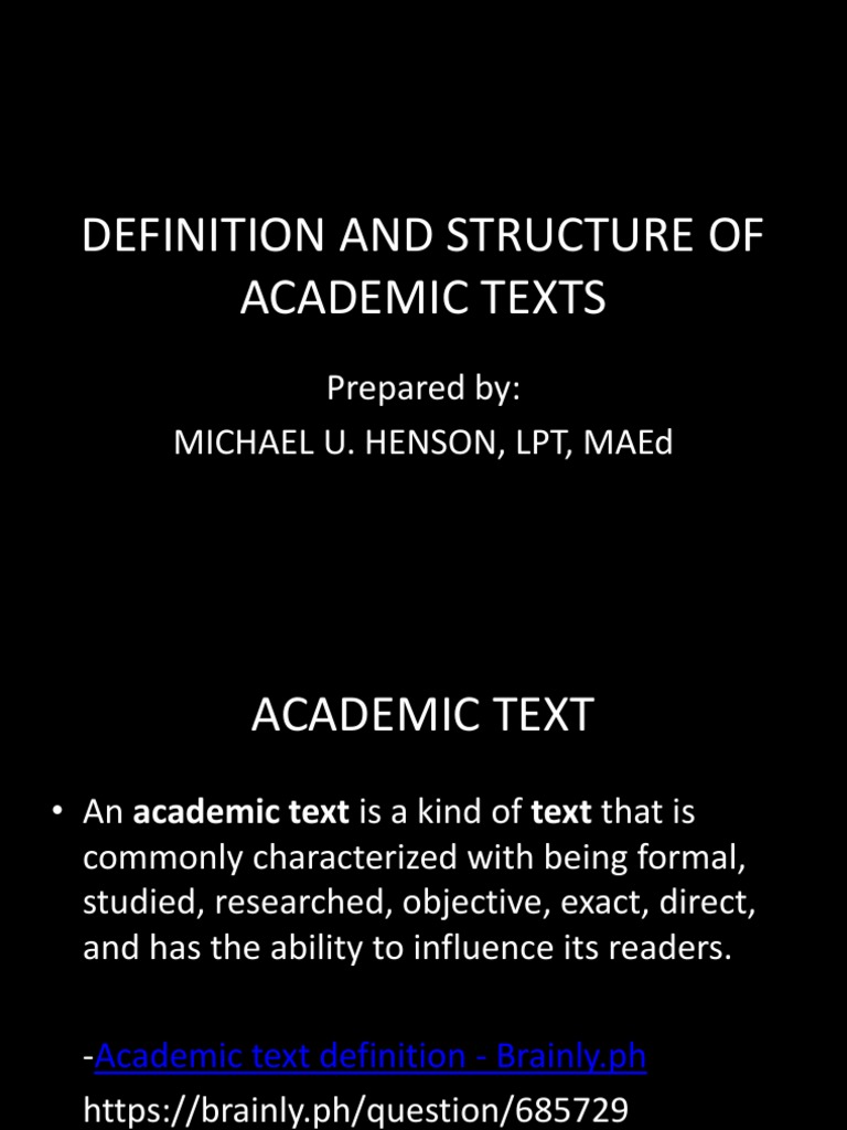 Structure and Definition of Academic Texts | PDF | Paragraph | Essays