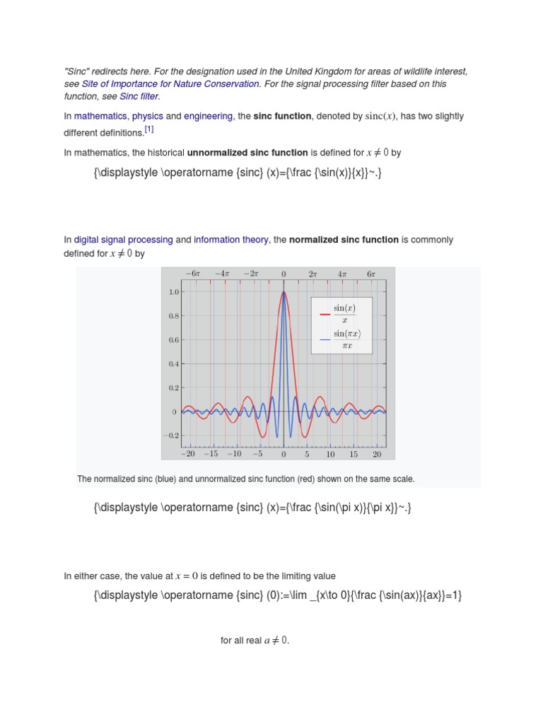 Understanding the Sinc Function in Mathematics | PDF | Teaching Methods ...