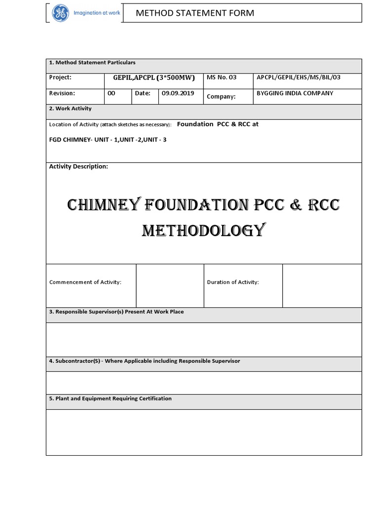 Method Statement For PCC & RCC Works | PDF | Concrete | Building Technology