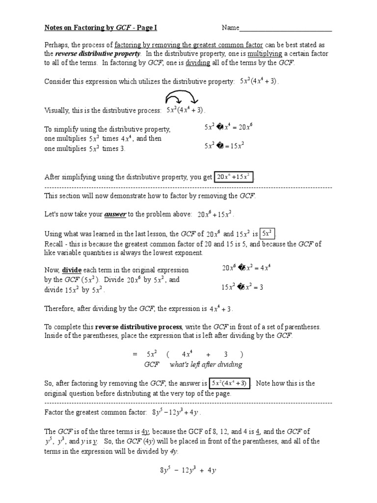 Factoring GCF | Download Free PDF | Factorization | Numbers