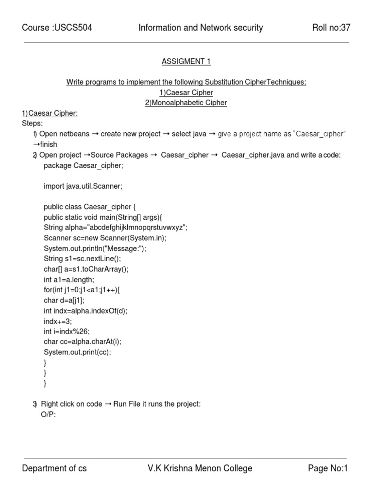 Implement Substitution and Transposition Ciphers in Java | PDF ...