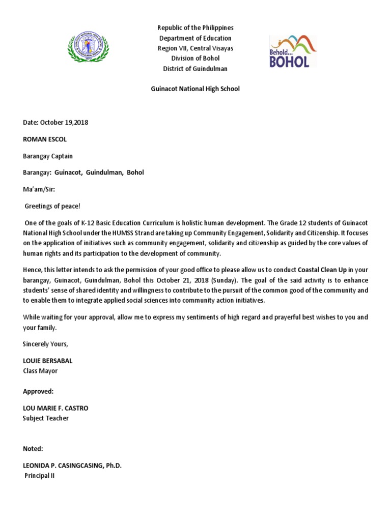 Community Engagement Letter-Permit | PDF | Learning