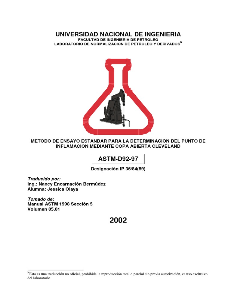 Método ASTM D92 para Punto de Inflamación | PDF | Temperatura ...