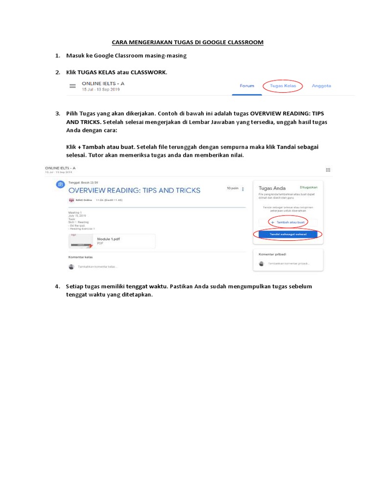Cara Mengerjakan Tugas Di Google Classroom PDF | PDF | Pengembangan Diri