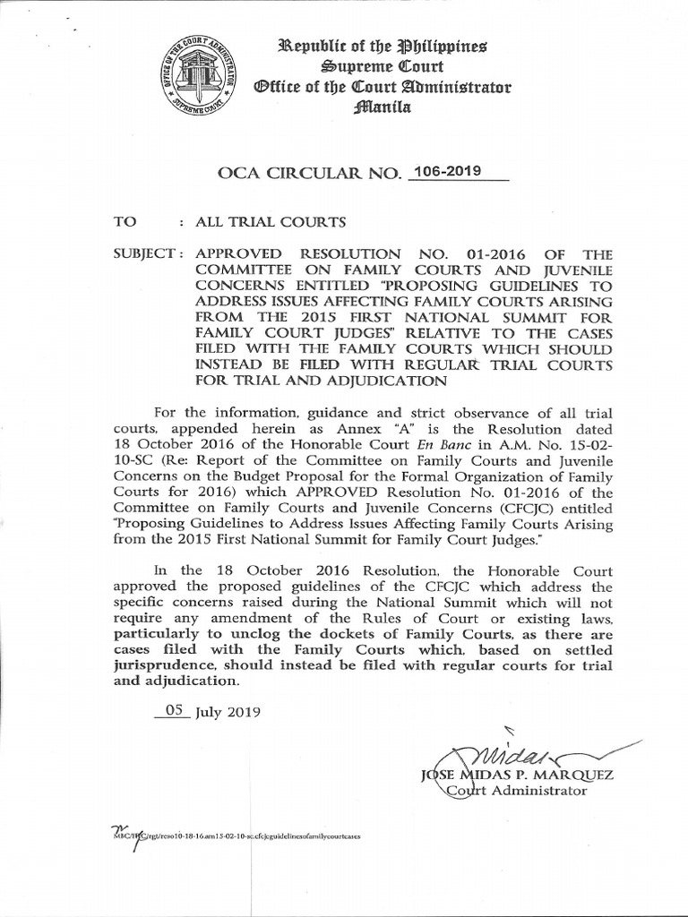OCA Circular No. 106 2019 | PDF