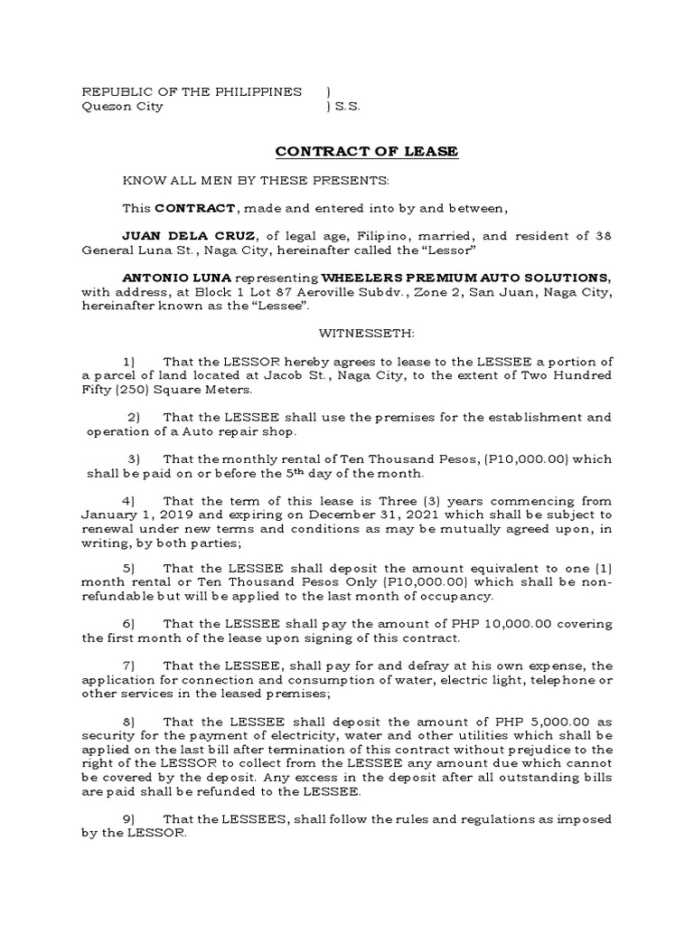 Sample Lease Contract | PDF | Lease | Government