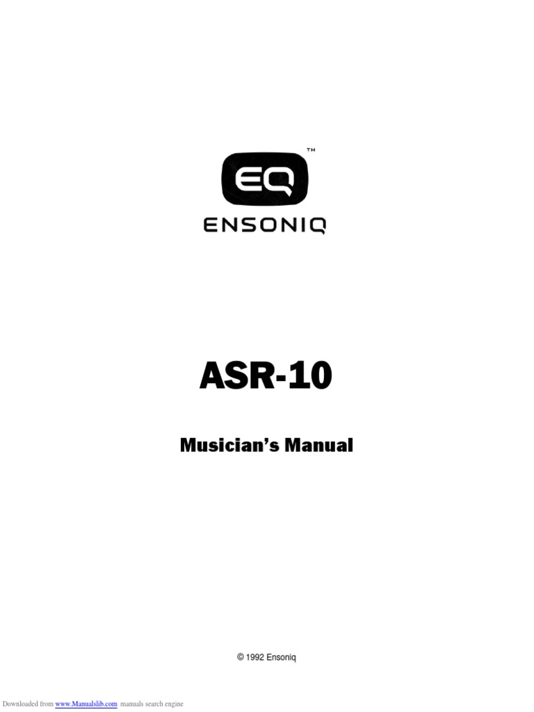 Ensoniq ASR-10 Manualism | PDF | Floppy Disk | Synthesizer