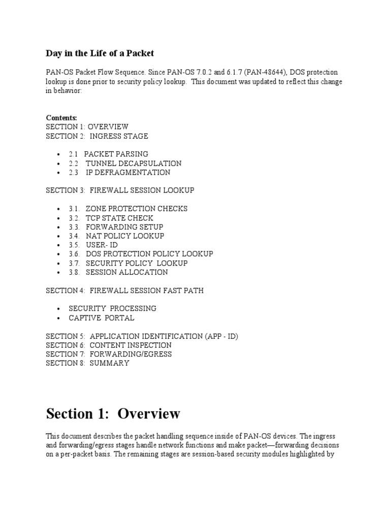 Palo Alto Packet Flow | PDF | Transmission Control Protocol | Firewall ...