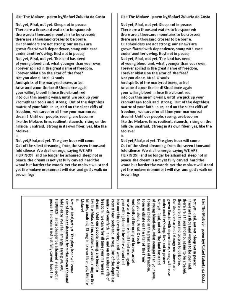 Like The Molave - Poem By/rafael Zulueta Da Costa Like The Molave ...