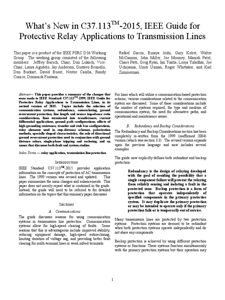What's New in C37.113 - 2015, IEEE Guide For Protective Relay ...