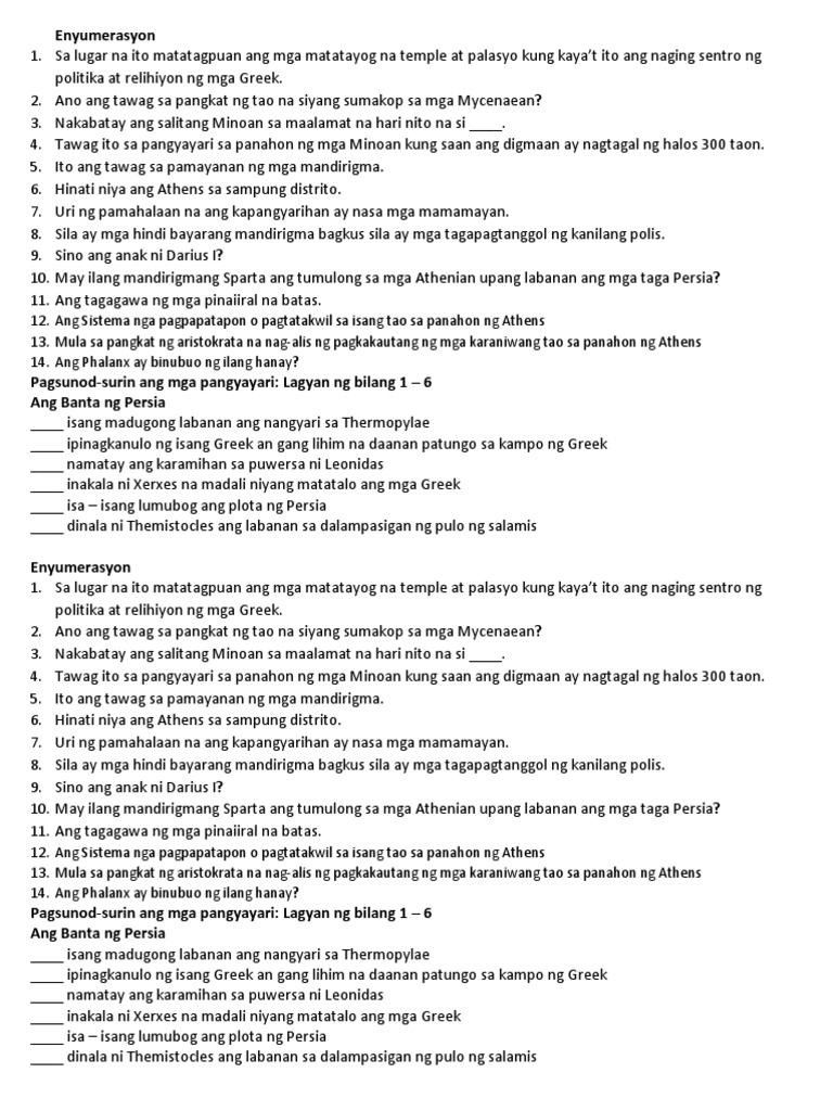 Quiz in Ap8 2nd Quarter | PDF