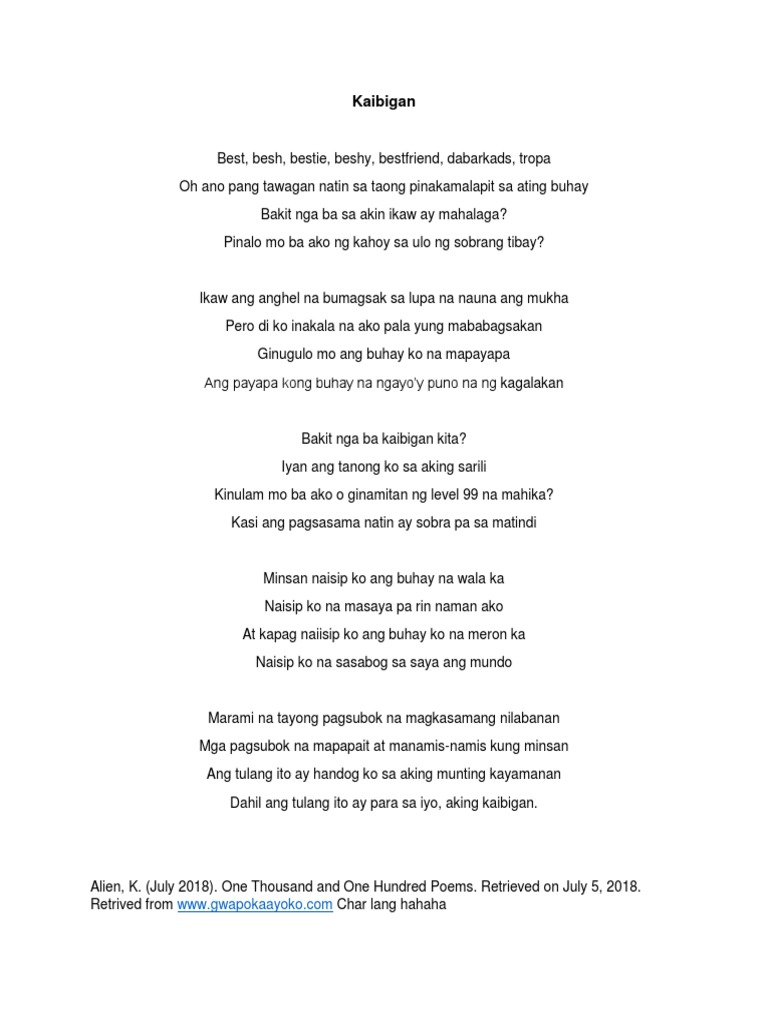 Para Sa Aking Kaibigan | PDF