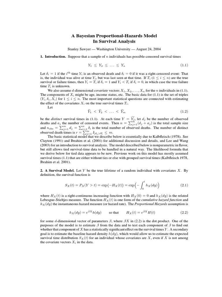 A Bayesian Proportional-Hazards Model in Survival Analysis | PDF | Quantitative Research ...