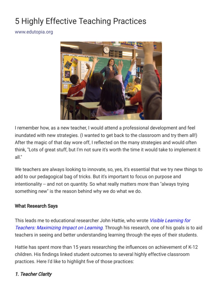 5 Highly Effective Teaching Practices - Edutopia | PDF | Pedagogy ...