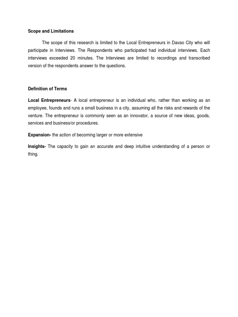 Scope and Limitations | PDF