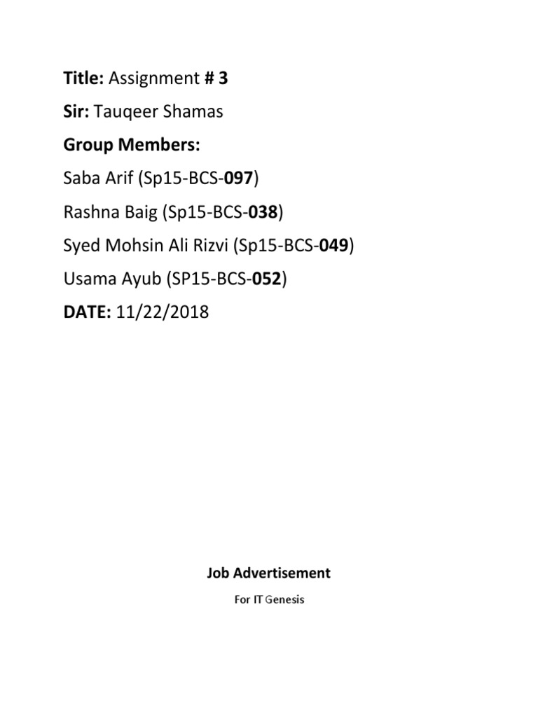 Job Advertisement for Database Administrator, Software Developer, and ...