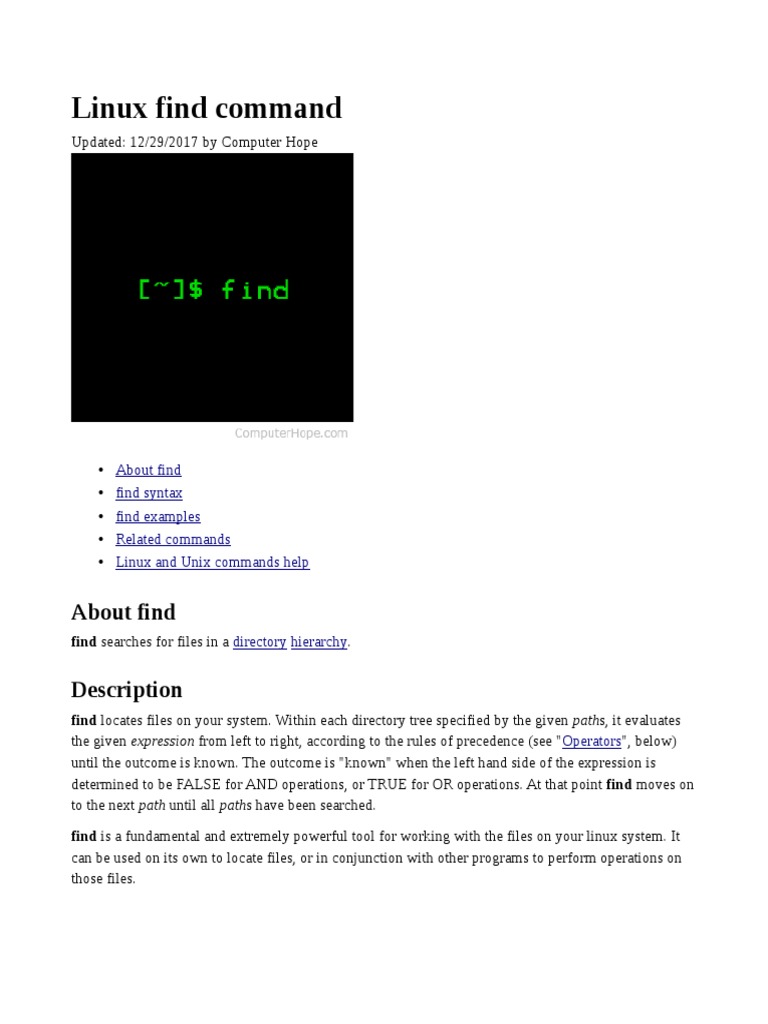 Find Command | PDF | Command Line Interface | File System