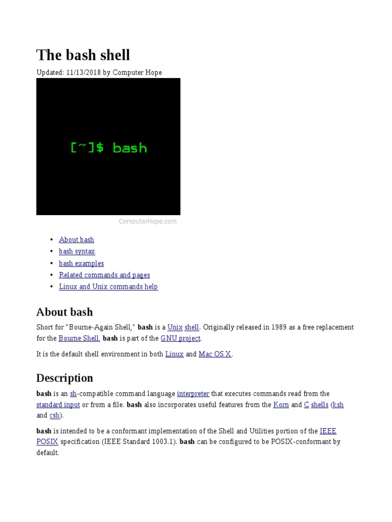 Bash | Download Free PDF | Parameter (Computer Programming) | Unix