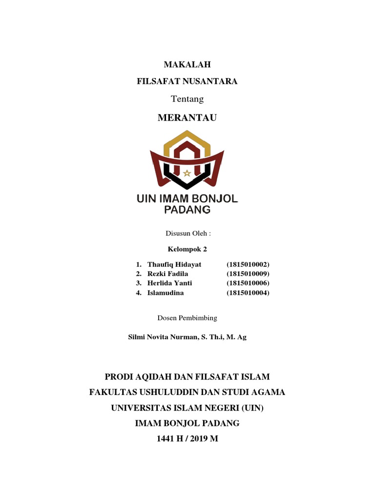 Contoh Cover Makalah Uin Imam Bonjol Padang | PDF