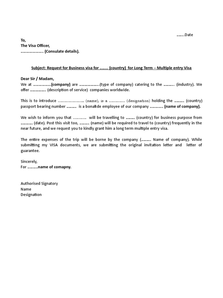 Business Visa Request for Employee | PDF
