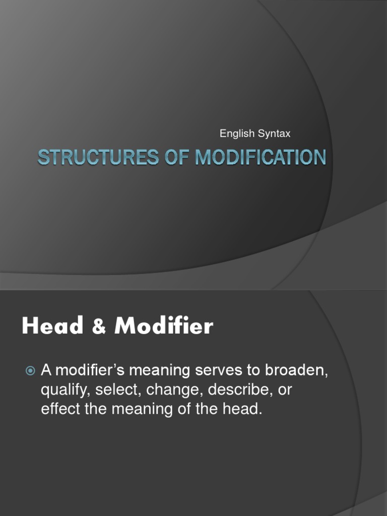 Structures of Modification | PDF | Verb | Adverb