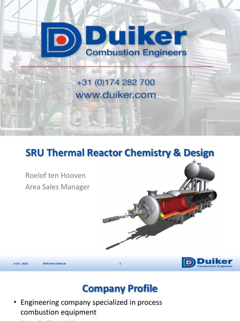 310 SRU Thermal Reactor Chemistry and Design SRU Buenos Aires 2018 ...