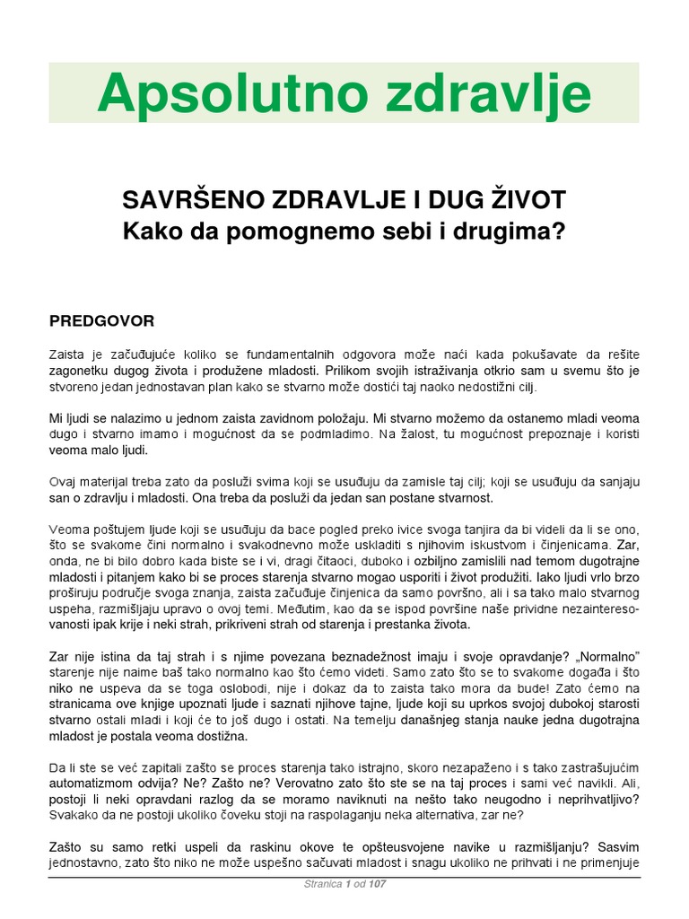 DR Walter Veith - Apsolutno Zdravlje PDF | PDF