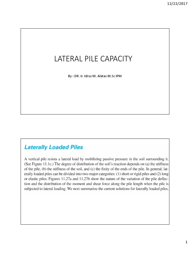 Lateral Pile Capacity PDF | PDF | Classical Mechanics | Solid Mechanics
