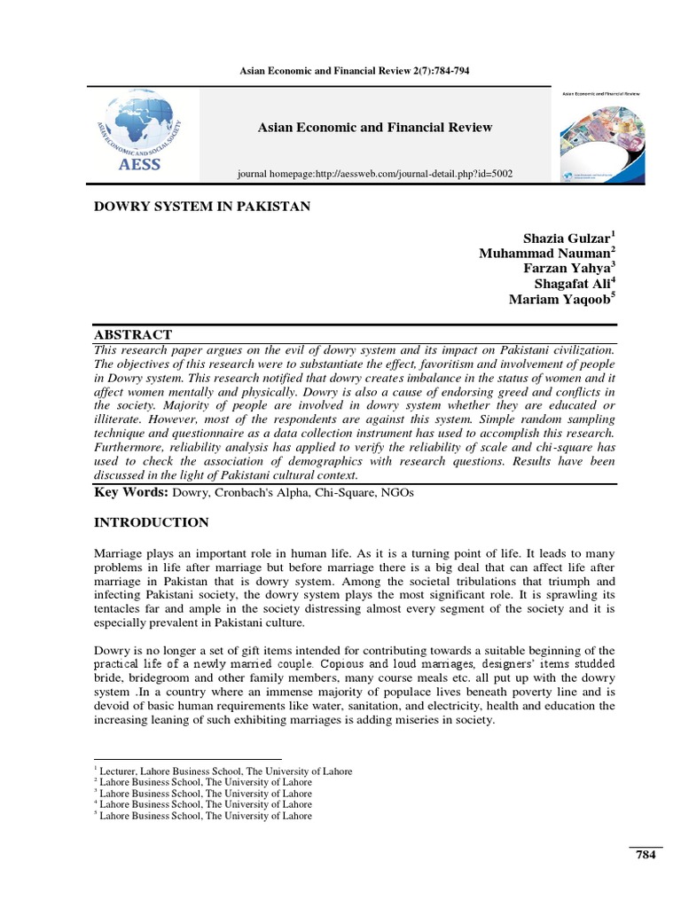 Dowry System in Pakistan PDF | PDF | Marriage | Validity (Statistics)